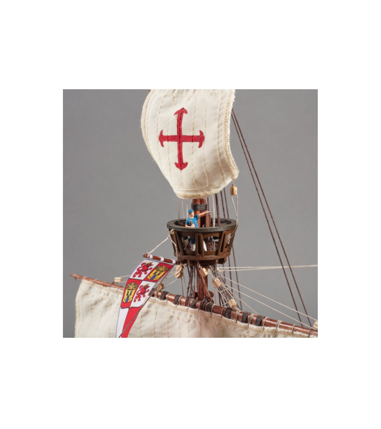 Caravela de Santa Maria à escala 1:65. Modelo de navio em madeira.