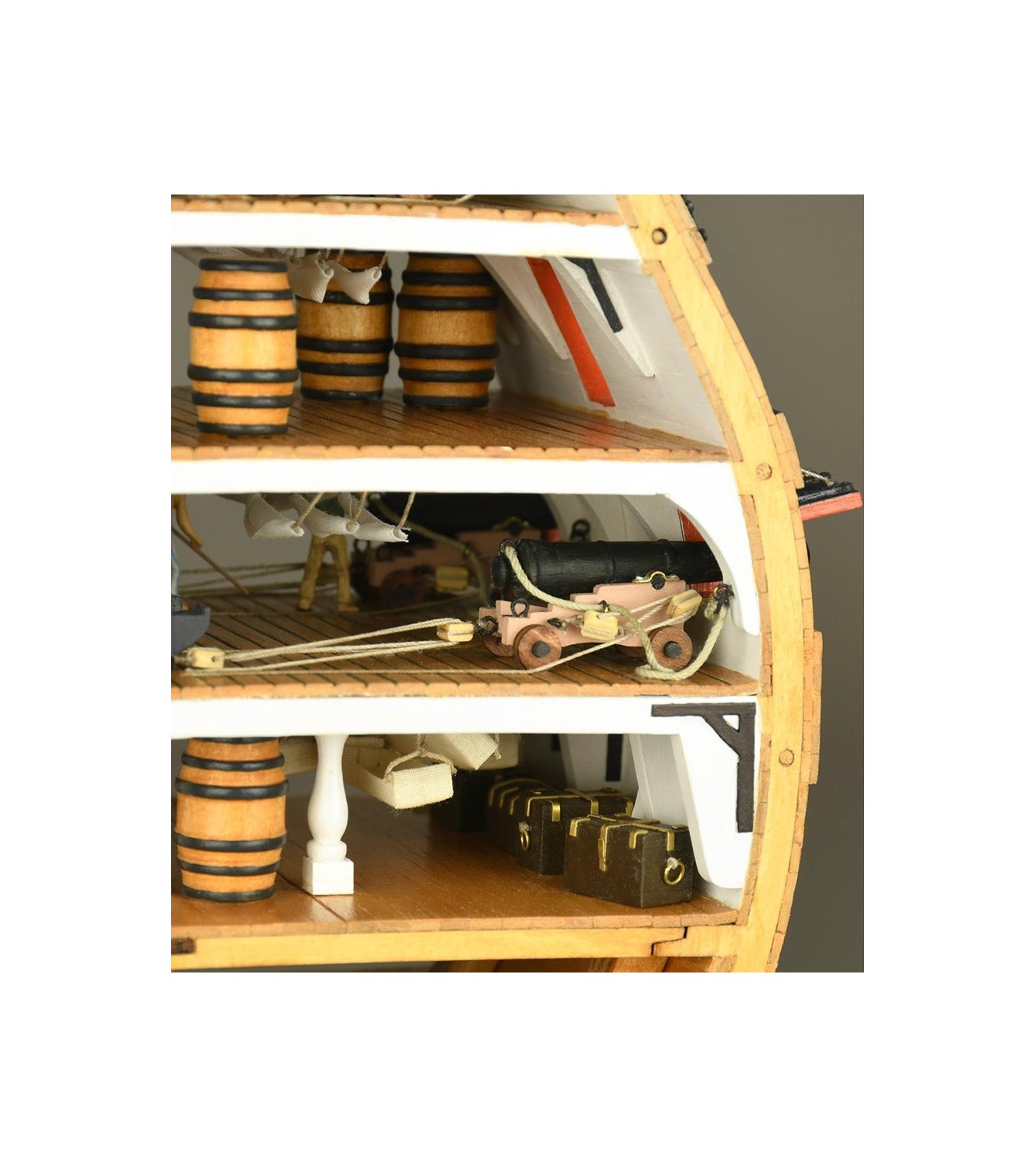 Sectie Schip van de Linie HMS Victory. Houten scheepsmodel.