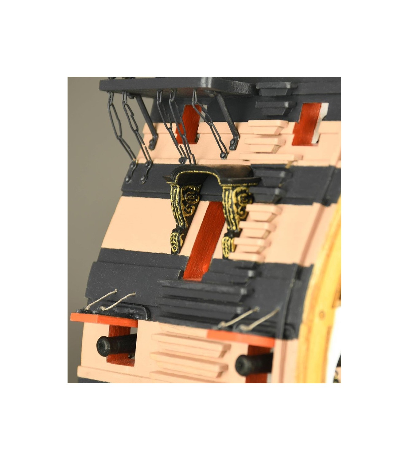 Sectie Schip van de Linie HMS Victory. Houten scheepsmodel.