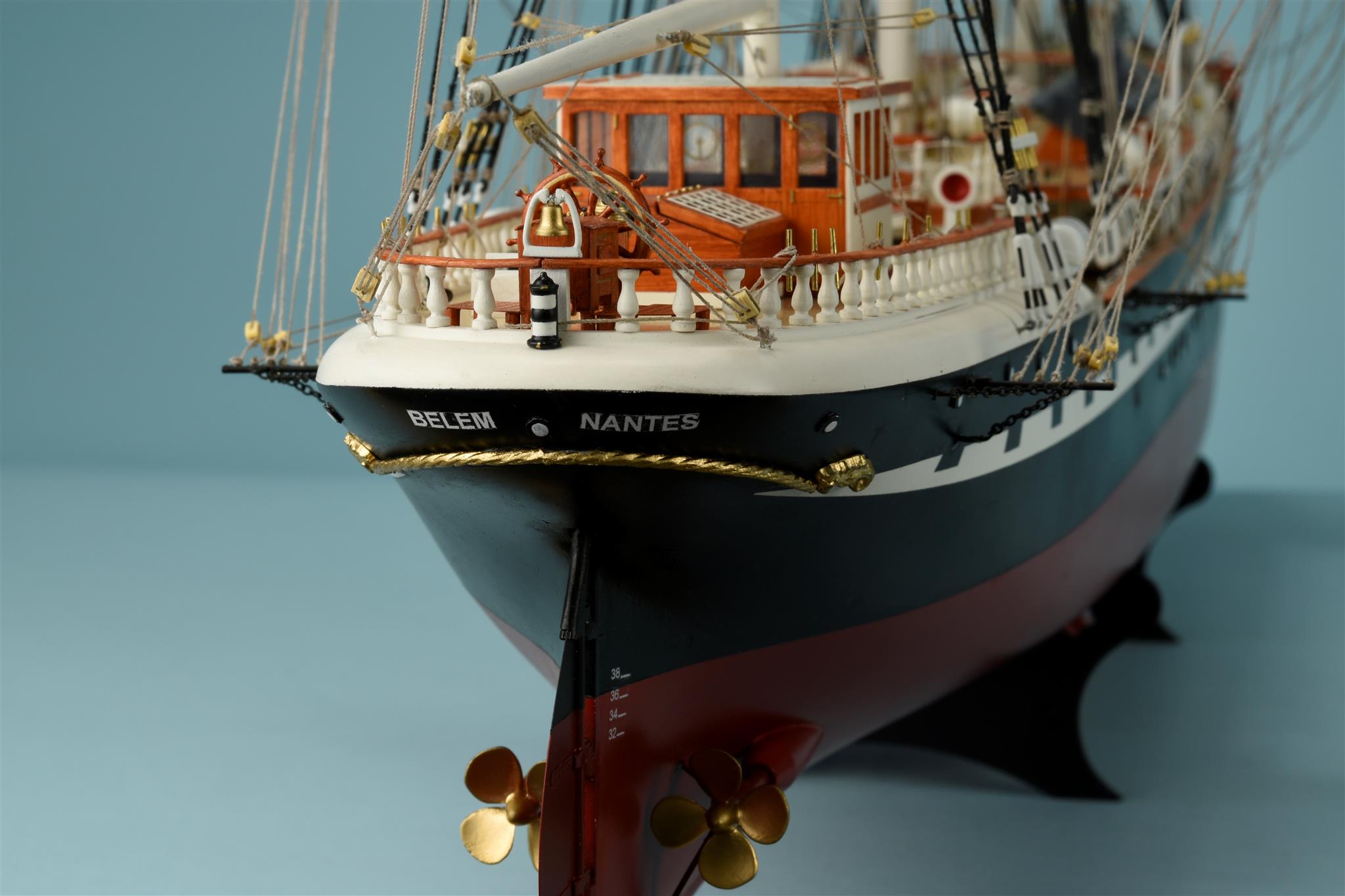 Belem Training Ship Model: Faithful Wooden Replica of the French Boat