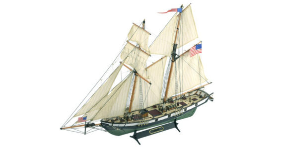 Harvey Model Ship in Wood at 1:60 Scale: American Schooner from 19th