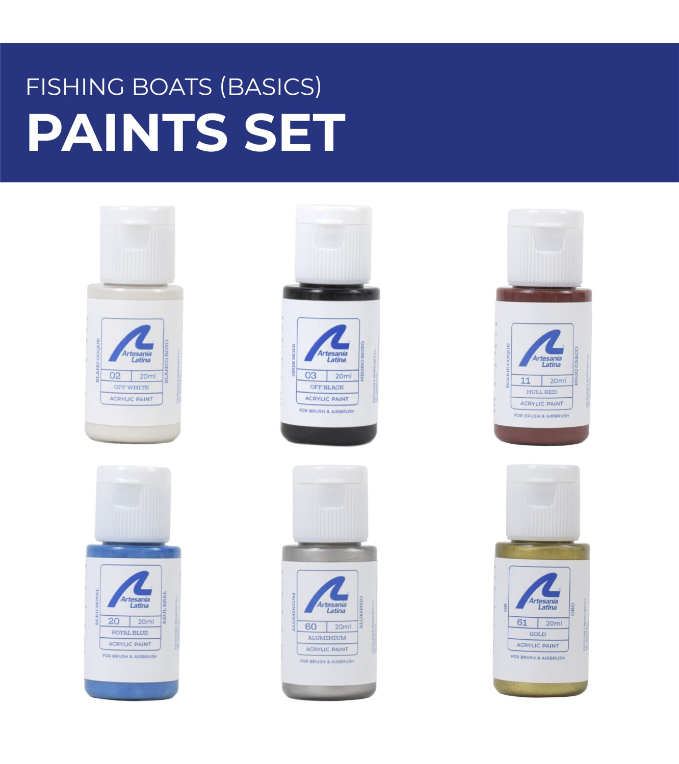 Basic Paints Set for Fishing Boats Model Ships. Mare Nostrum