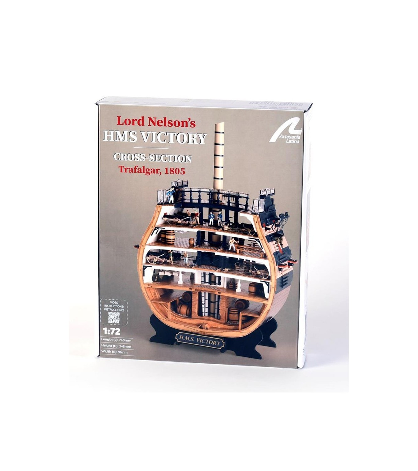Wooden Ship Model Section of English Vessel HMS Victory 1:72