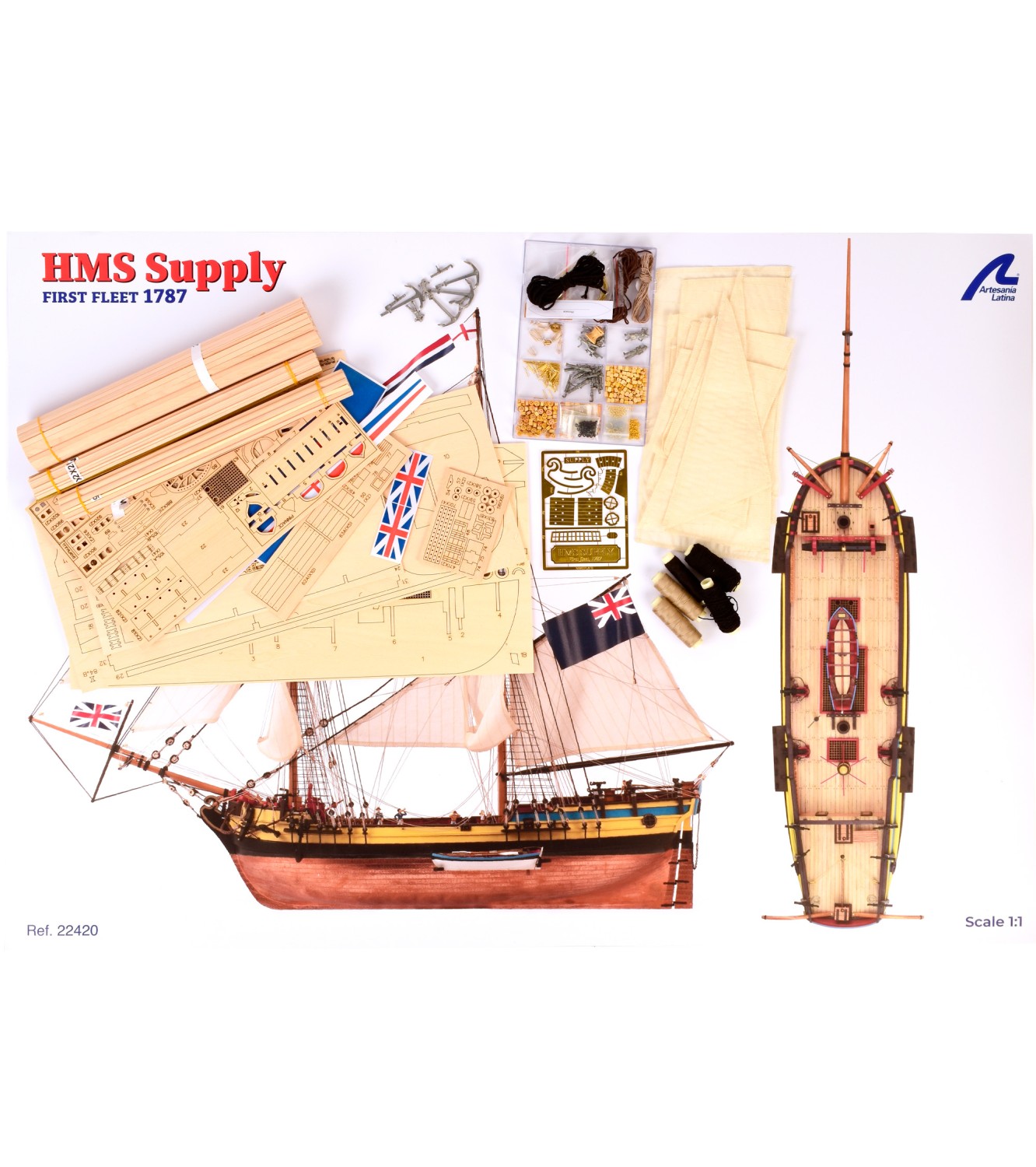 Wooden Model Ship Kit: English Armed Brig HMS Supply at 1:50