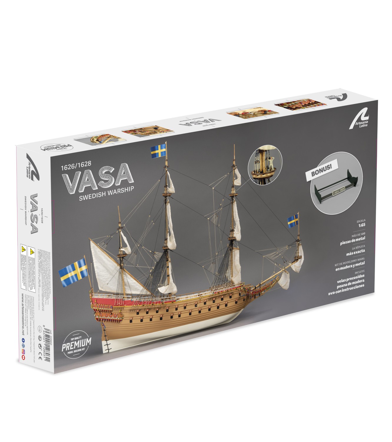Wooden Model Ship Kit: Swedish Warship Vasa at 1:65 scale