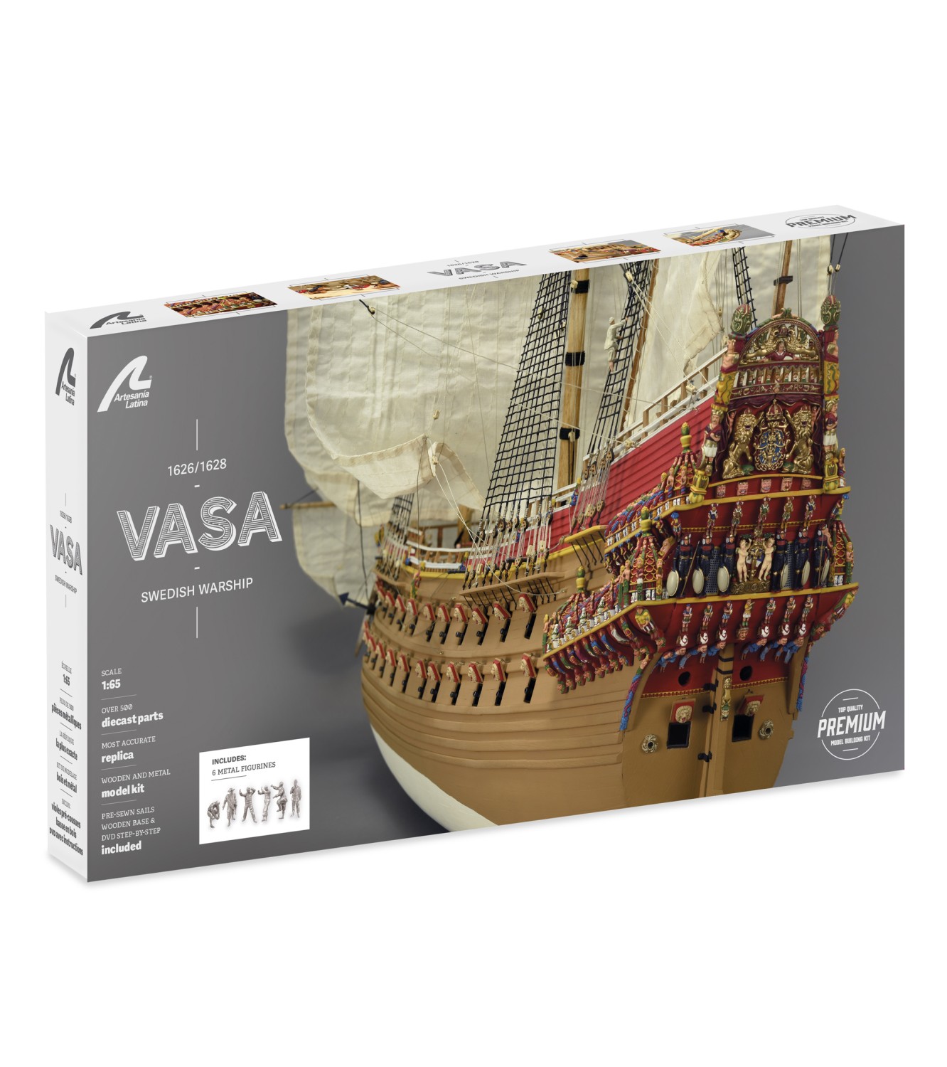 Wooden Model Ship Kit: Swedish Warship Vasa at 1:65 scale