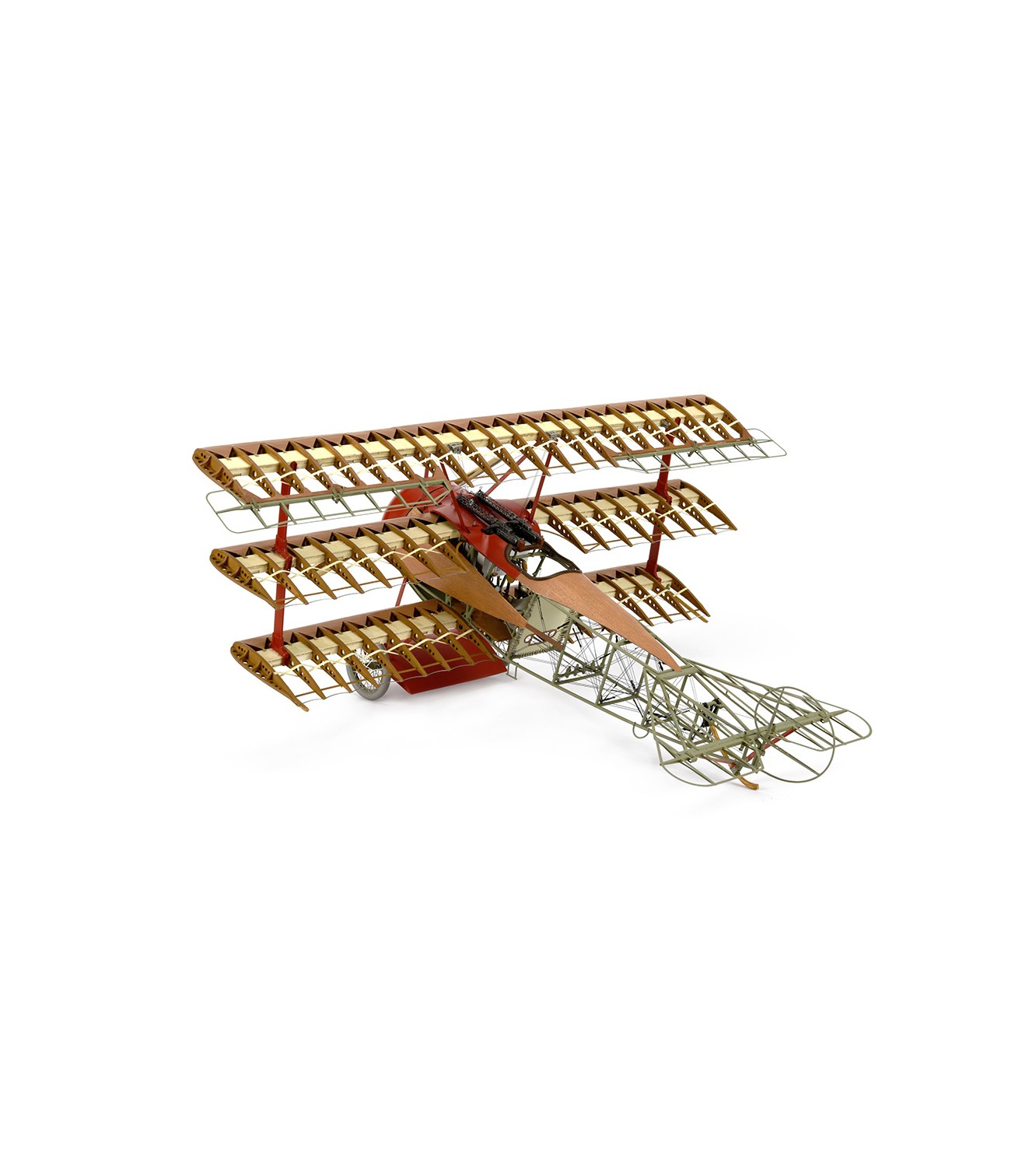 Wooden Metal Plane Model 1:16 Fighter Fokker Dr. I Red Baron