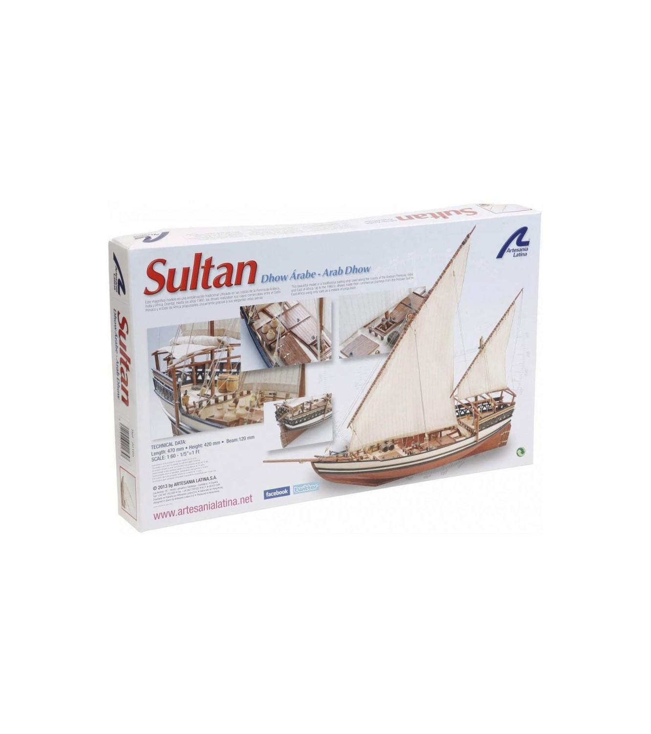 Sultan Arab Dhow. Wooden Model Ship Kit for Building 1:60