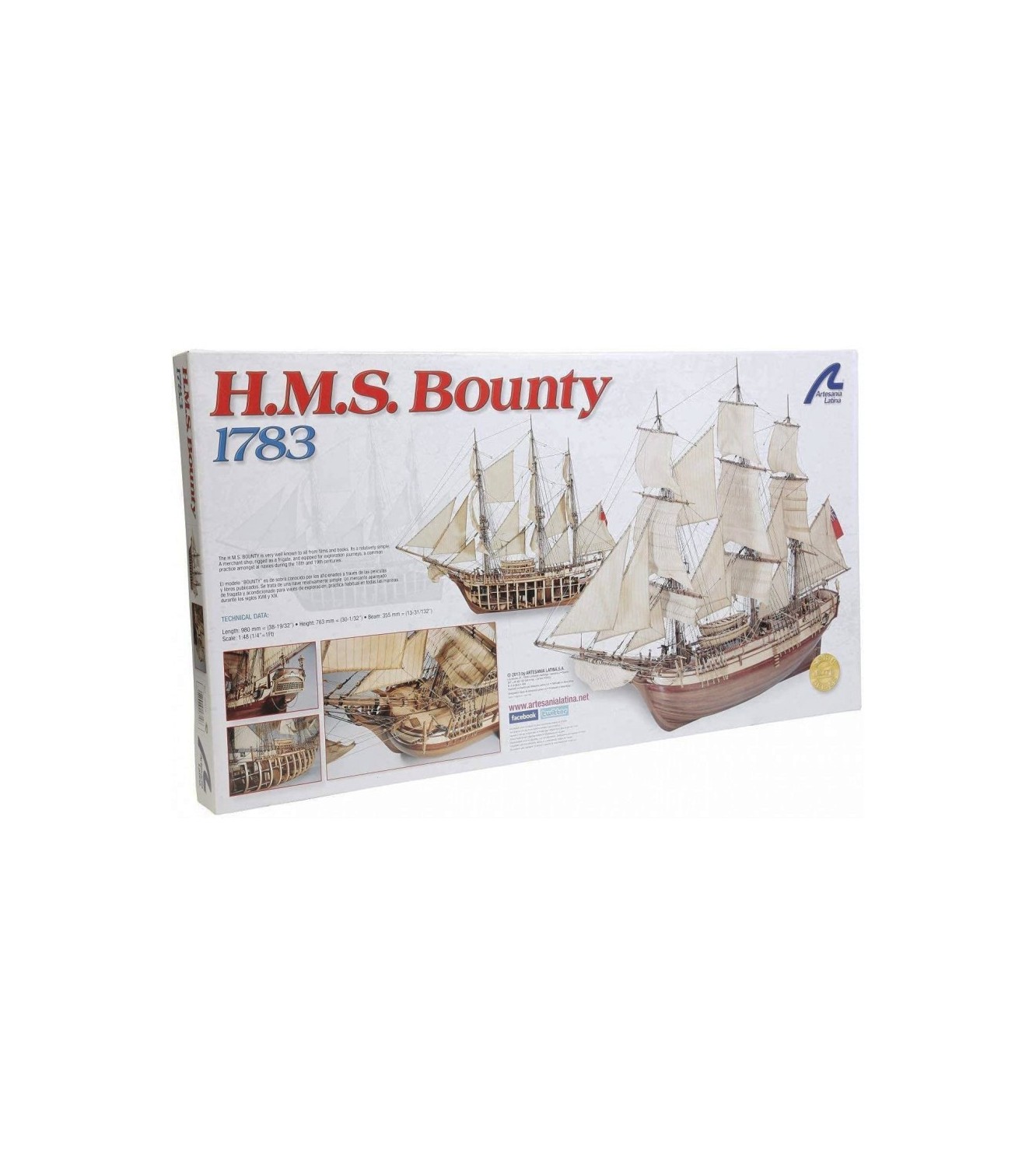 Wooden Model Ship Kit: Merchant Vessel HMS Bounty at 1:48