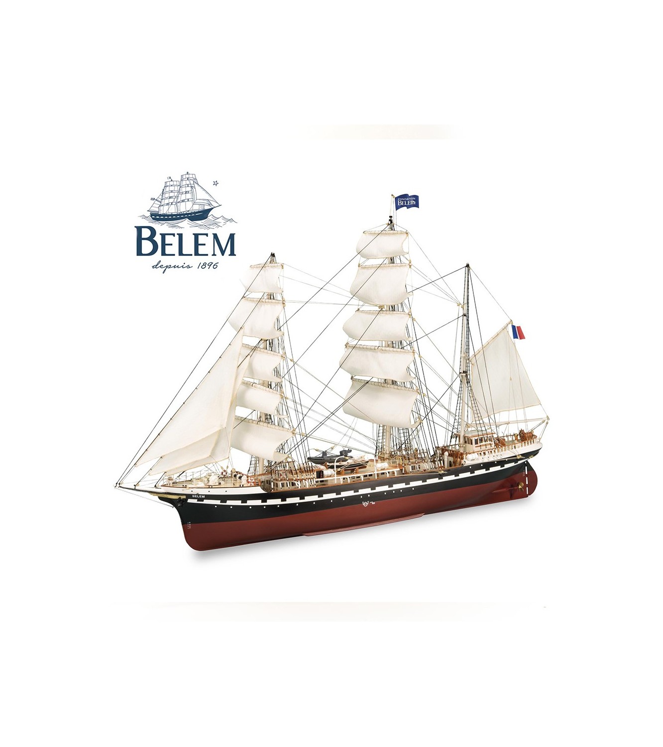 Buque Escuela Francés Belem 1896. Maqueta de Barco en Madera.
