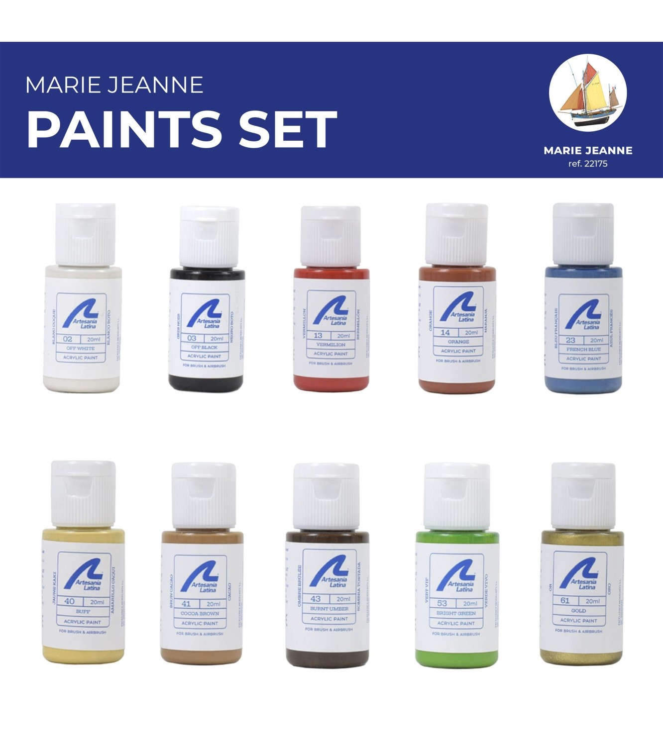 Paints Set for Ship Model: Fishing Boat Marie Jeanne at 1:50