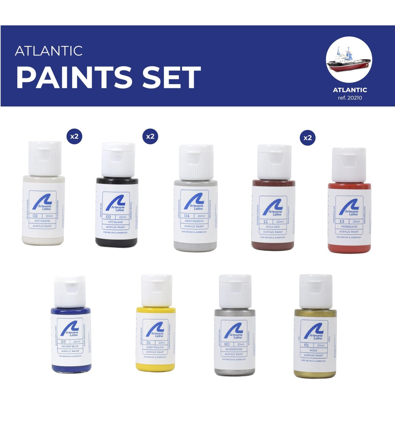 Paints Set for Tugboat Model Atlantic at 1:50 Scale -20210-