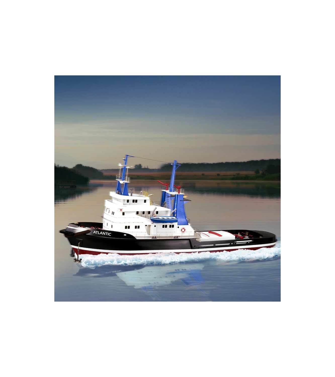 Wooden & ABS Navigable Model Ship Kit: Atlantic Tugboat