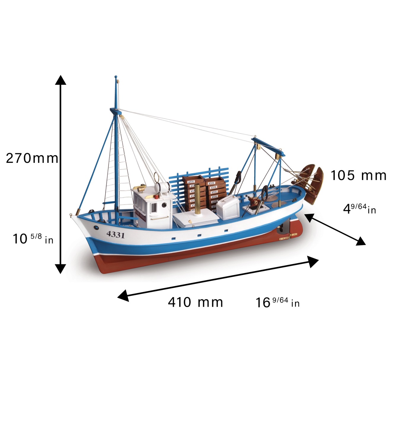 Wooden Ship Model Mediterranean Fishing Boat Mare Nostrum