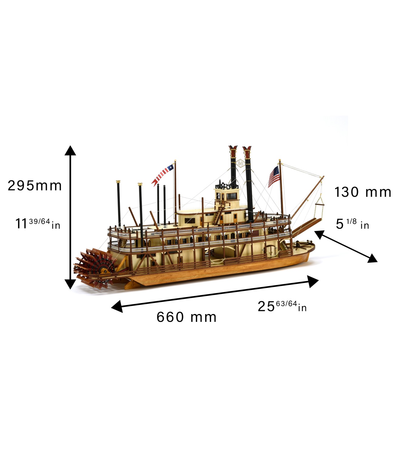 Wooden Paddle Steamer Model: King of the Mississippi 1:80