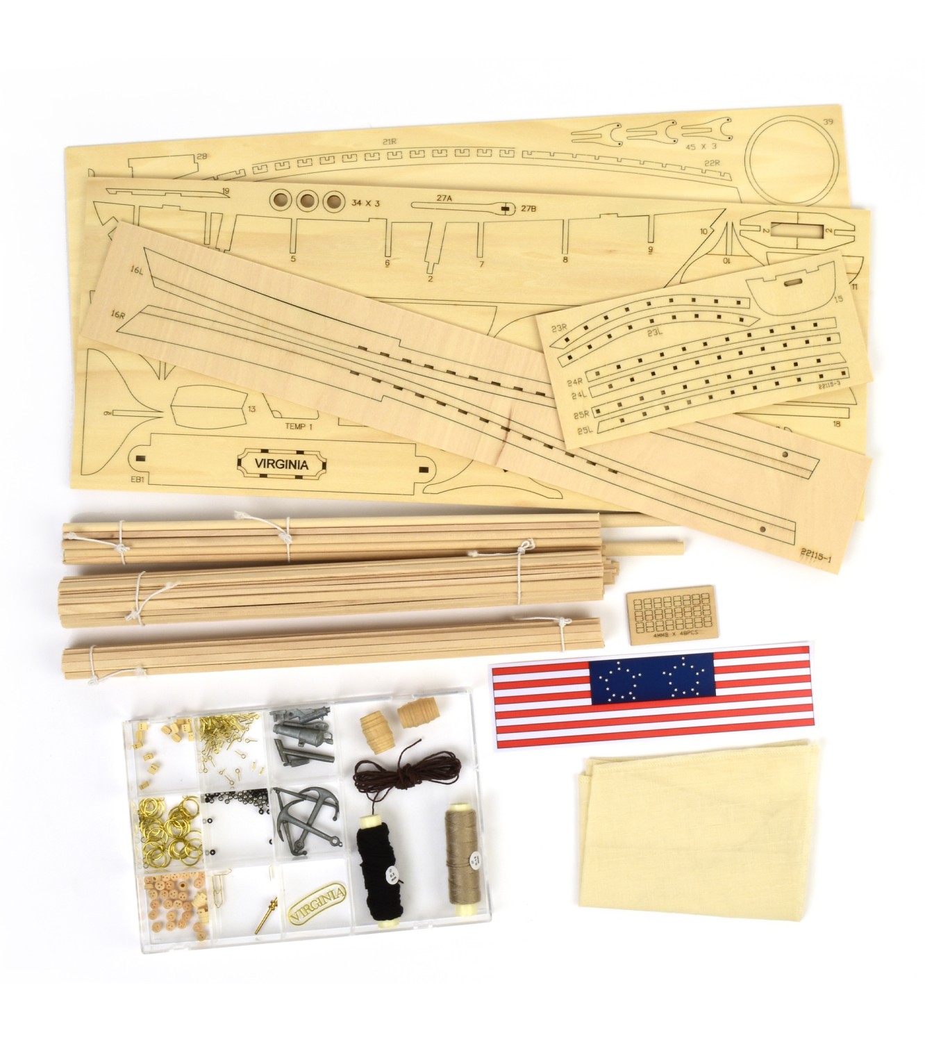 Virginia American Schooner. Wooden Model Ship Kit 1:41 Scale