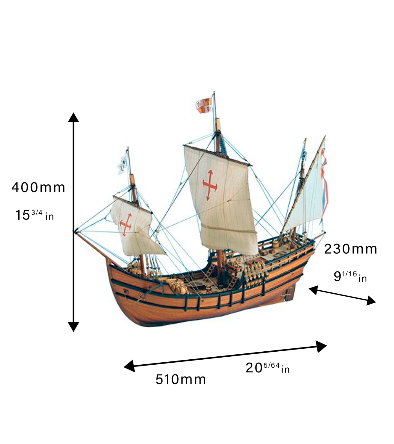 Maquette de Bateau en Bois. Caravelle La Pinta Échelle 1:65
