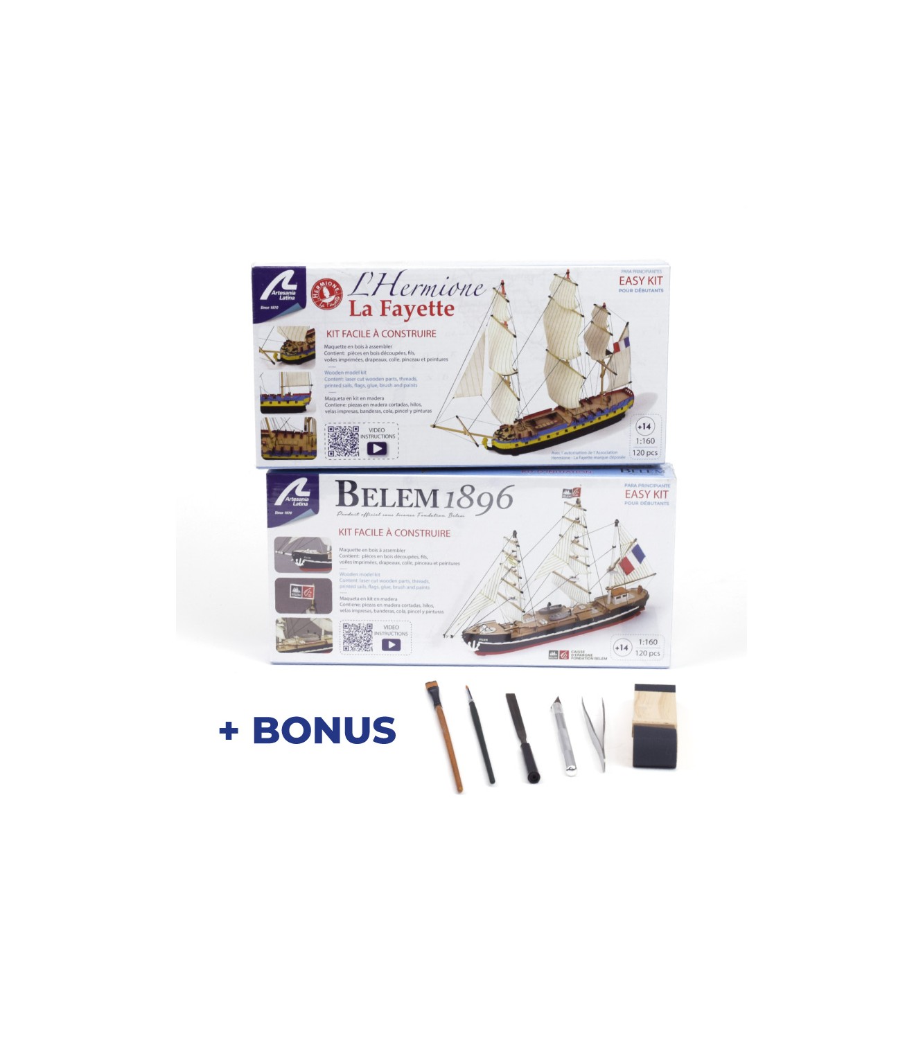 Bateaux Hermione et Belem. Pack Cadeau Maquettes Faciles