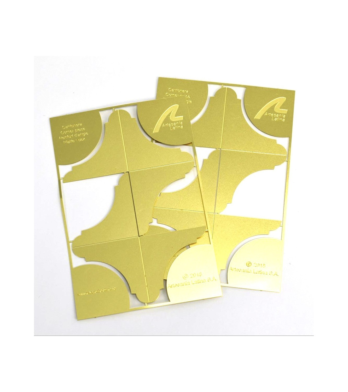 Set of 4 brass corner piece nº2 for reinforcement and decoration on the ...