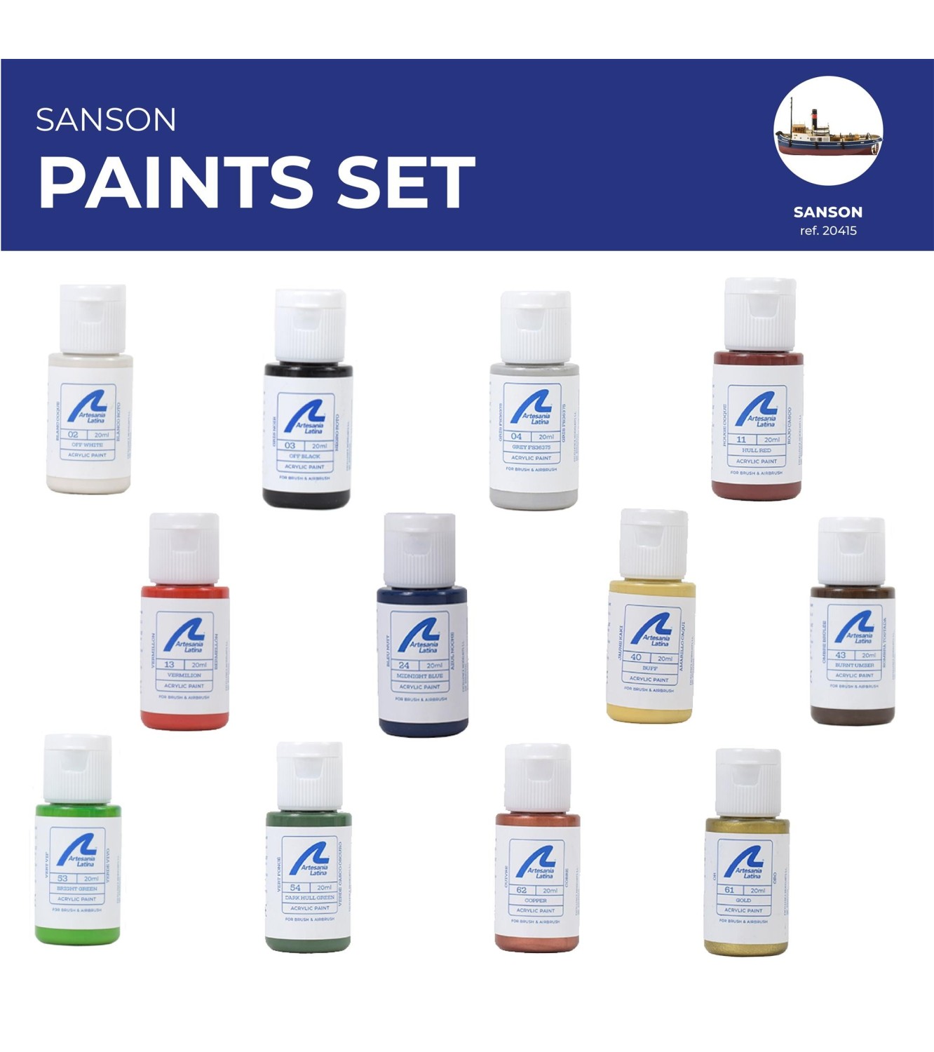 Water-Based Acrylic Paints Set Tugboat Model Sanson